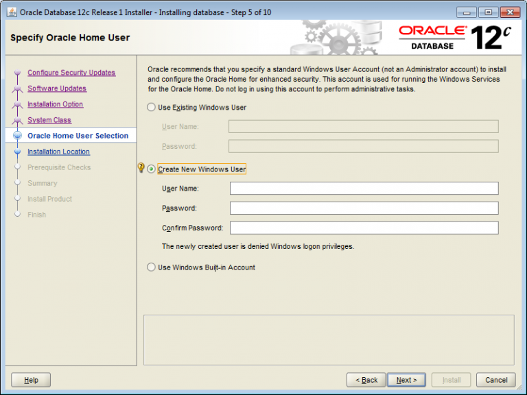 12c, Windows and the new Oracle Home User
